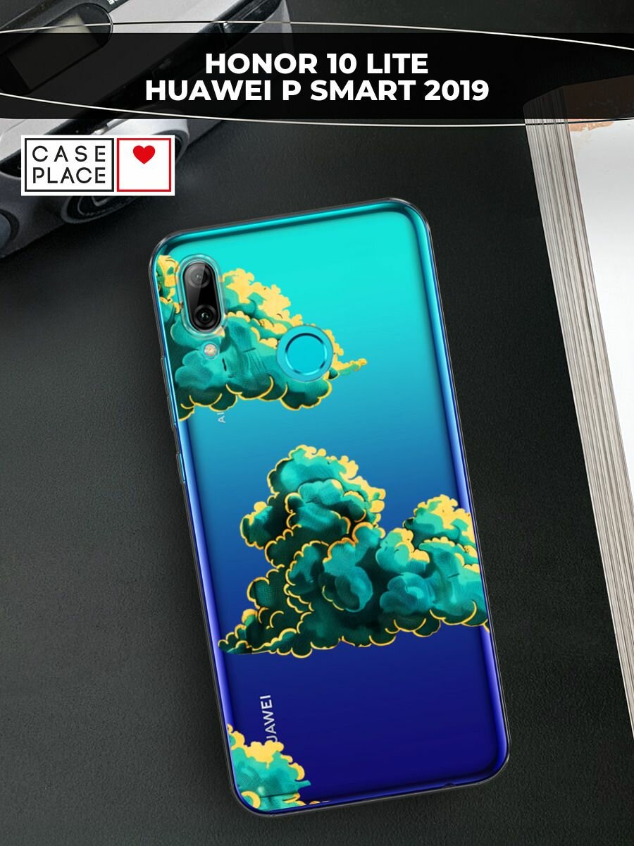 Чехол на Huawei P Smart 2019/Honor 10 Lite / Хуавей П Смарт 2019 с принтом Звезды с облаками, прозрачный