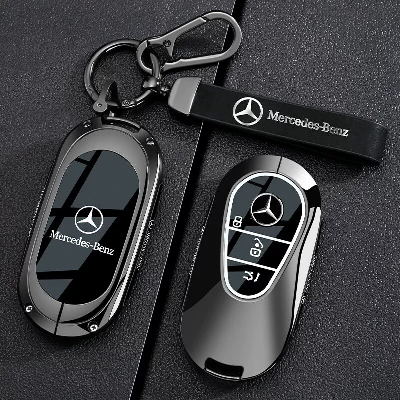 Крышка для ключа Mercedes-Benz с металлическим замком-эмблемой в цвете огненного черного для моделей E-Class, GLC