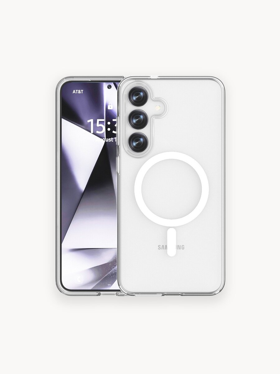 Чехол для Samsung S25 Plus (Magsafe) (Самсунг С25 Плюс) противоударный с поддержкой беспроводной зарядки, прозрачный