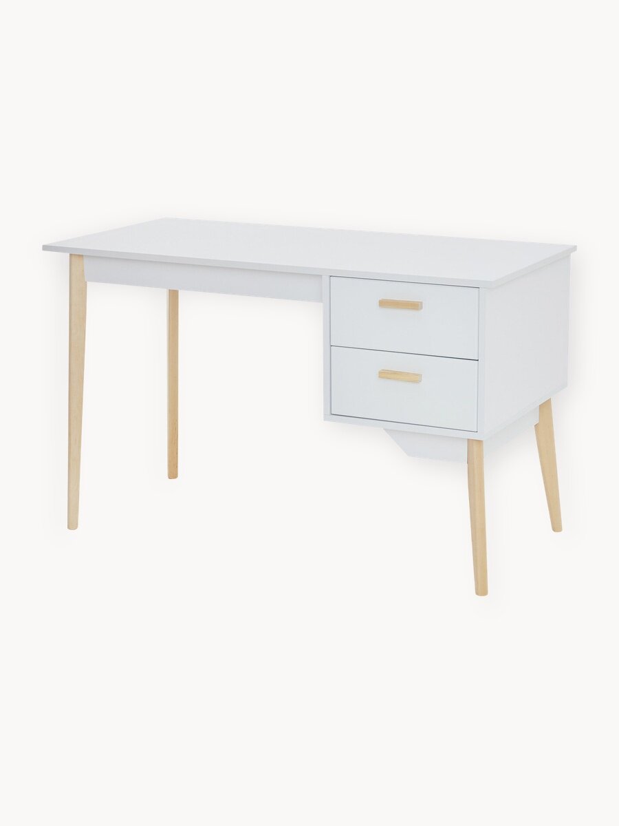 Письменный стол Норд с тумбой, 121,6х75х57,6, цвет аляска белый/бланж