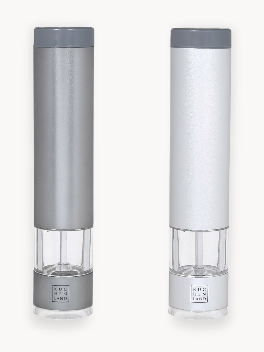 Мельница для специй, Kuchenland, 22 см, 2 шт, электрическая, серая, Classic