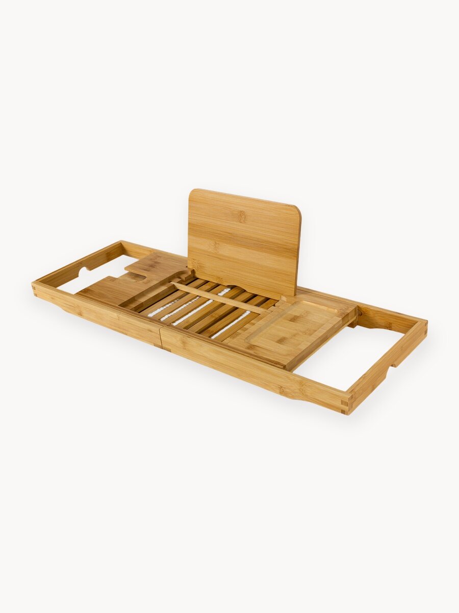 Бамбуковый столик для ванной Joy Home с отделением для бокала и телефона, и с подставкой для планшета или книги