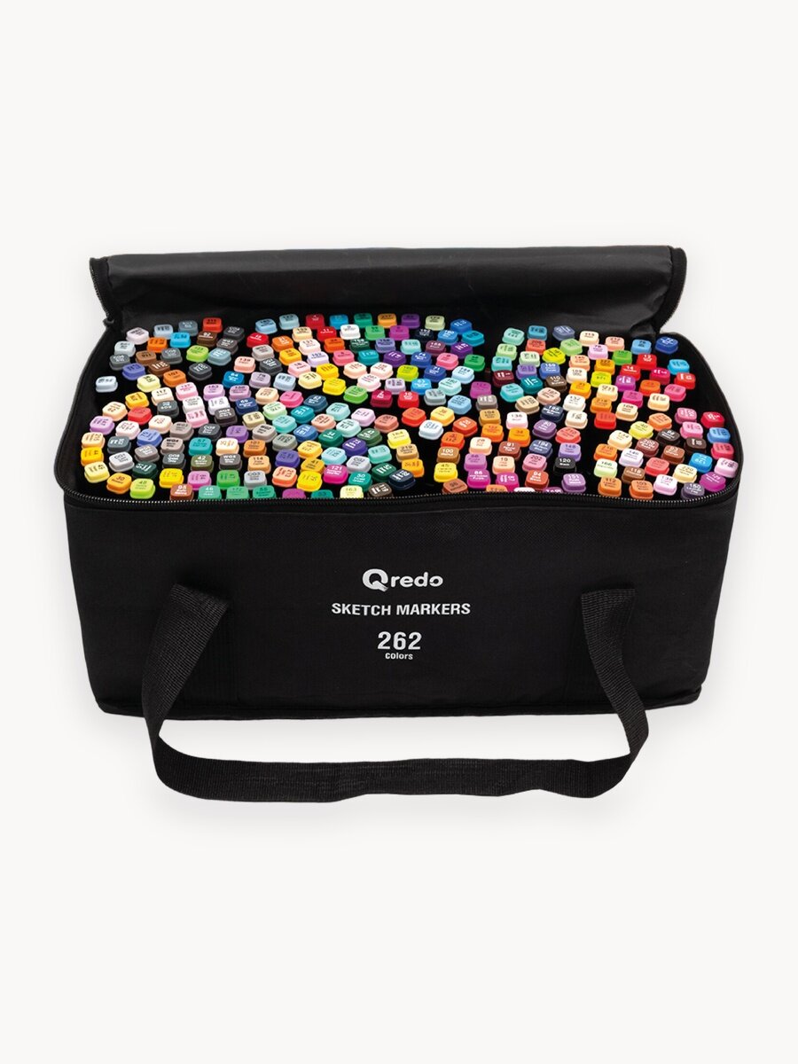 Маркеры для скетчинга двусторонние с раскраской, 262 шт