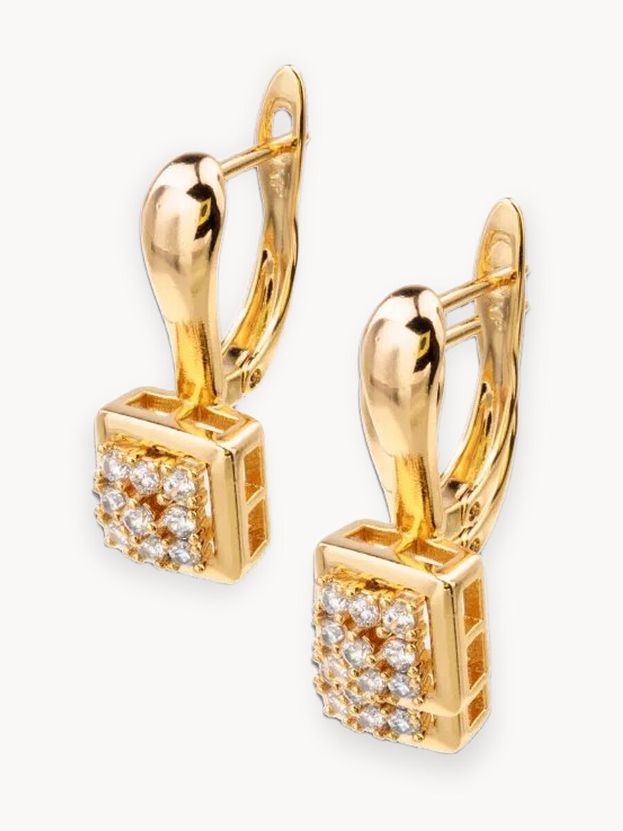 Серьги с подвесками, фианит