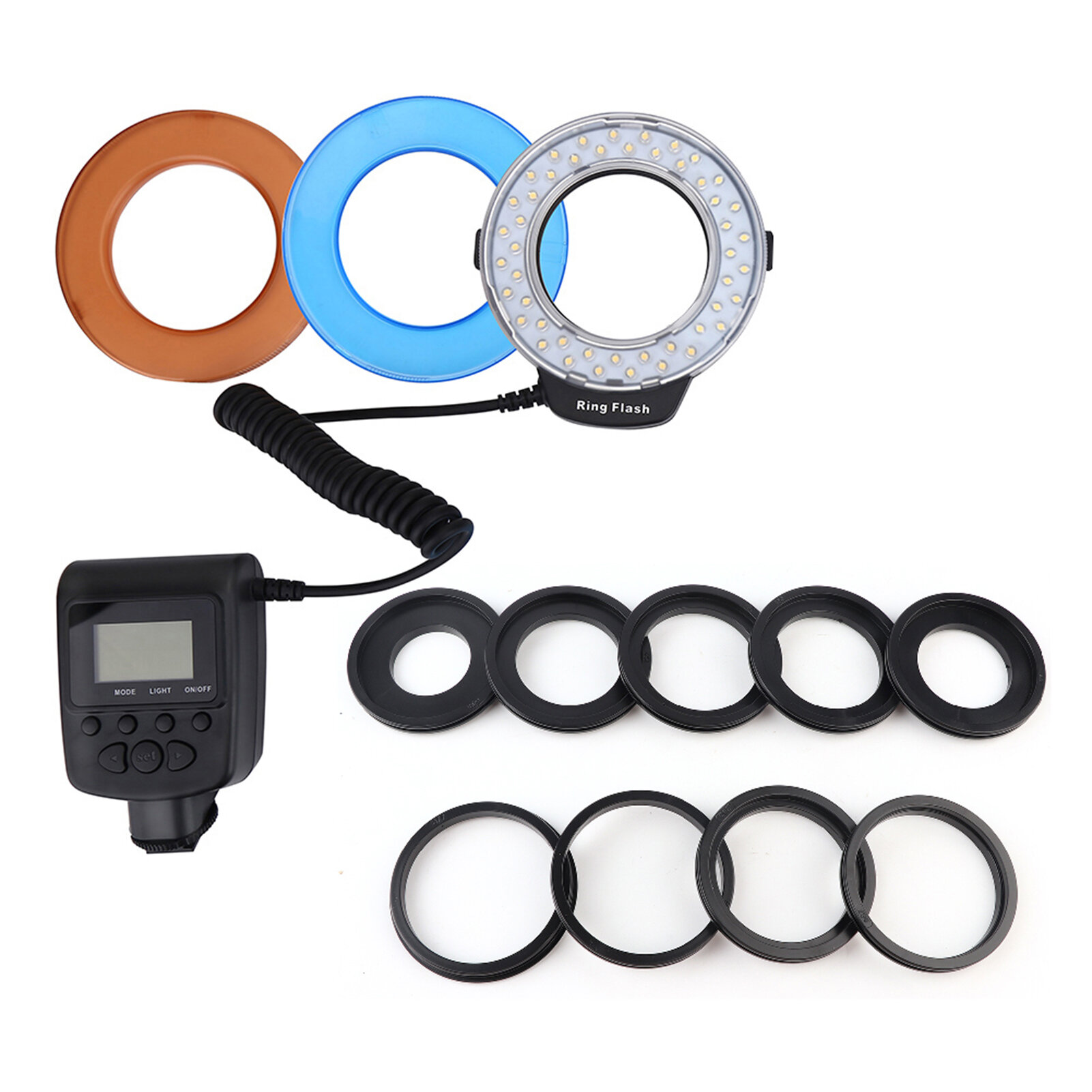 Ring Flash Light, LED LCD Screen for Canon Olympus Pentax Nikon Most Cameras Panasonic