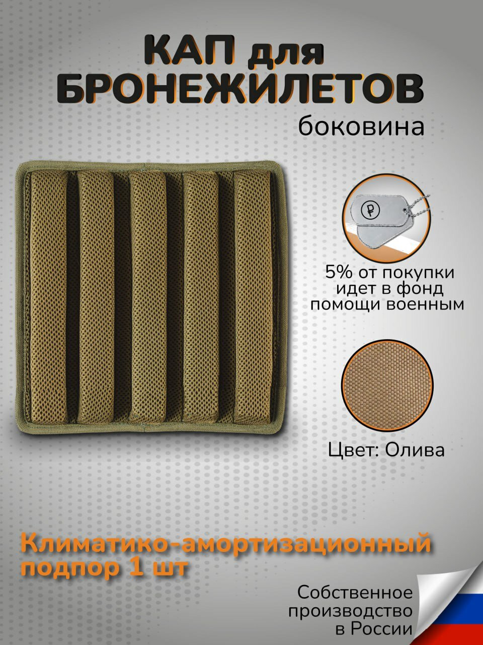 Тактическая КАПа для бронежилета - 1 штука 22х20 см Климатико-амортизационная подпора