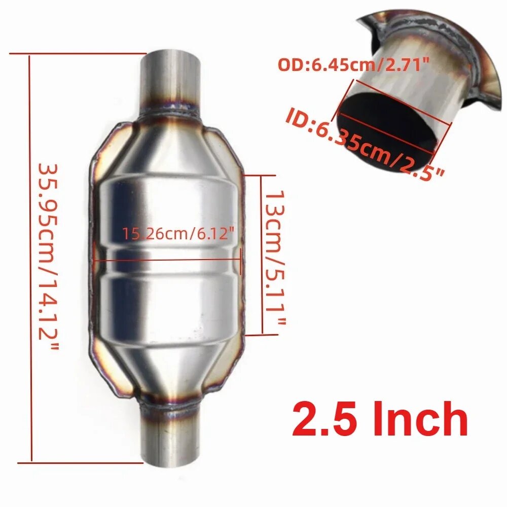 2,5 дюйма 6,35 см универсальный автомобильный каталитический нейтрализатор выхлоп 400-элементный глушитель с высоким расходом каталитический конвертер евро1 нержавеющая сталь