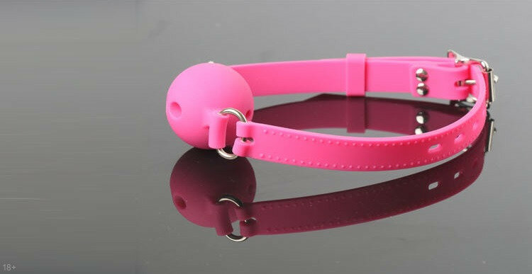 Кляп шар дышащий, розовый силикон, М