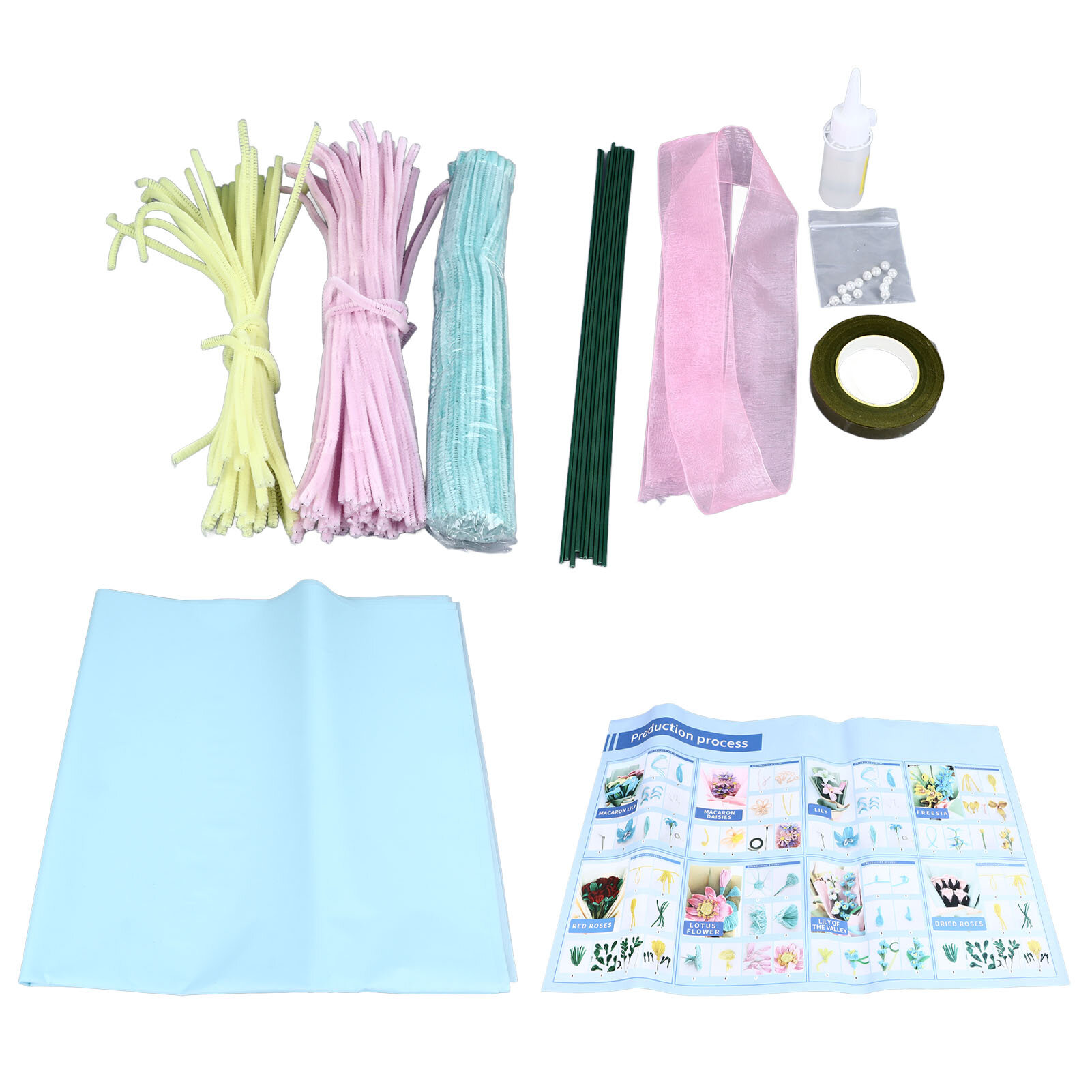 Букет из ершика для чистки труб, гибкая проволока, реалистичные стебли из синели, набор для самостоятельного изготовления цветов, подарок на День учителя