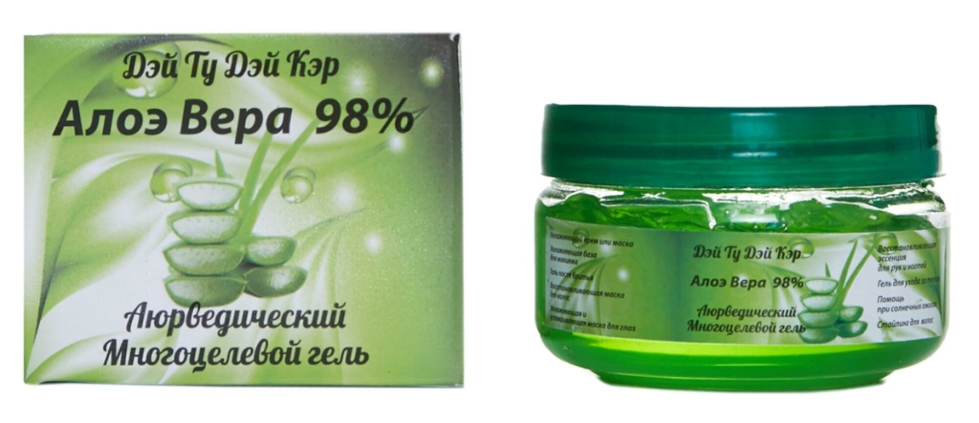 Алоэ (алое) вера 98% Аюрведический многоцелевой гель, Дэй Ту Дэй Кэр, 100 г.