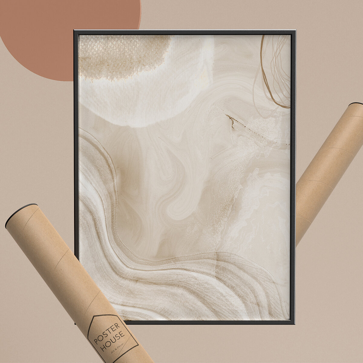 Постер Абстракция минимализм 60х80 см без рамы/ Абстрактный, минималистичный плакат/ Акварель, фигуры/ Эстетичный бежевый плакат, постер для интерьера, декор стен