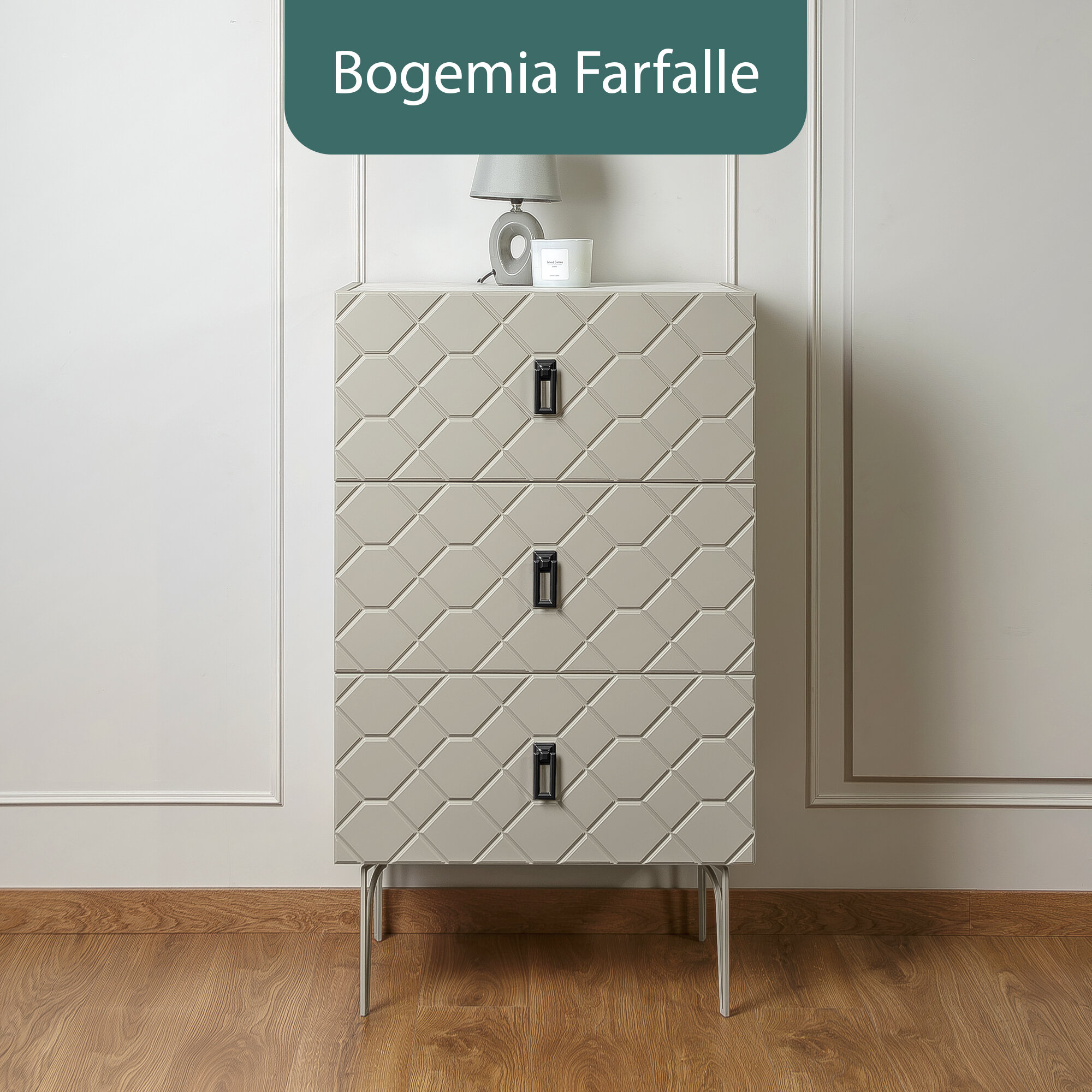 Комод Bogemia Farfalle.Gray silk/черный