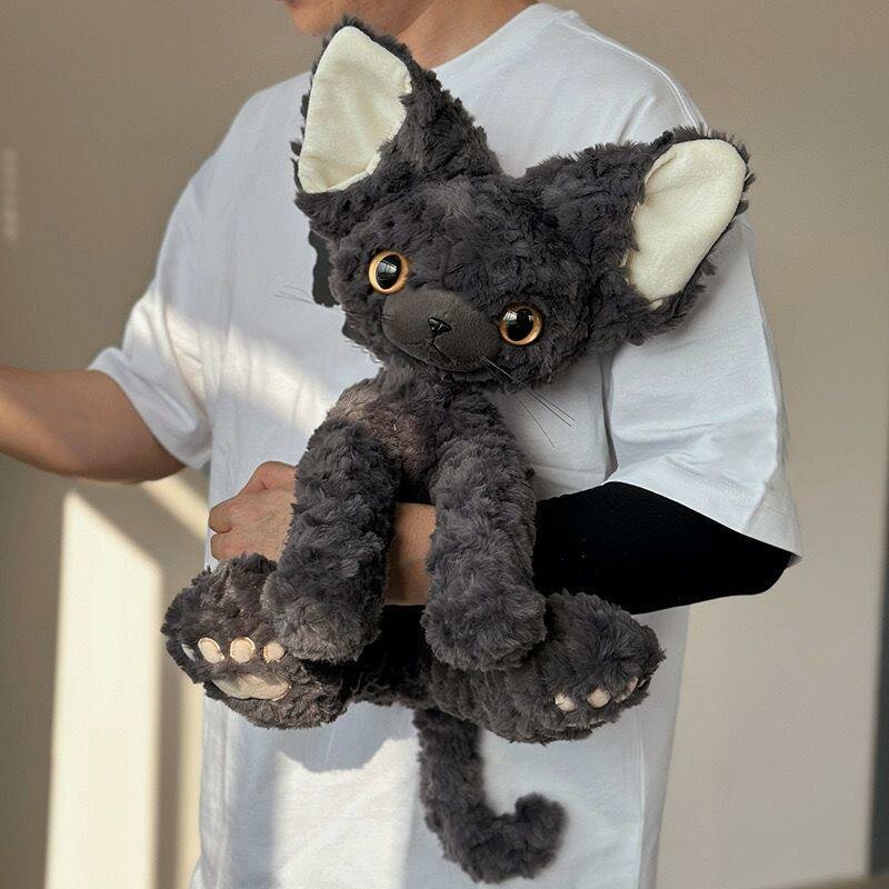 Игрушка мягкая "Девон-рекс", плюш, 35см, черный, реалистичная форма