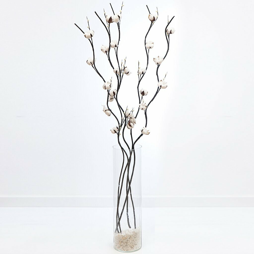 Декоративные цветы КНР "Тинги хлопок", сухоцветы, 150 см, 5 шт