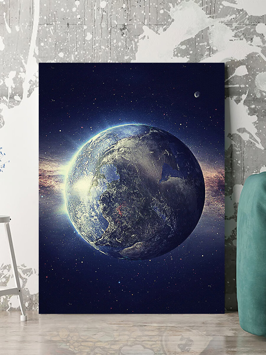 Картина на холсте - "Планета Земля, космос", 40х60 см.
