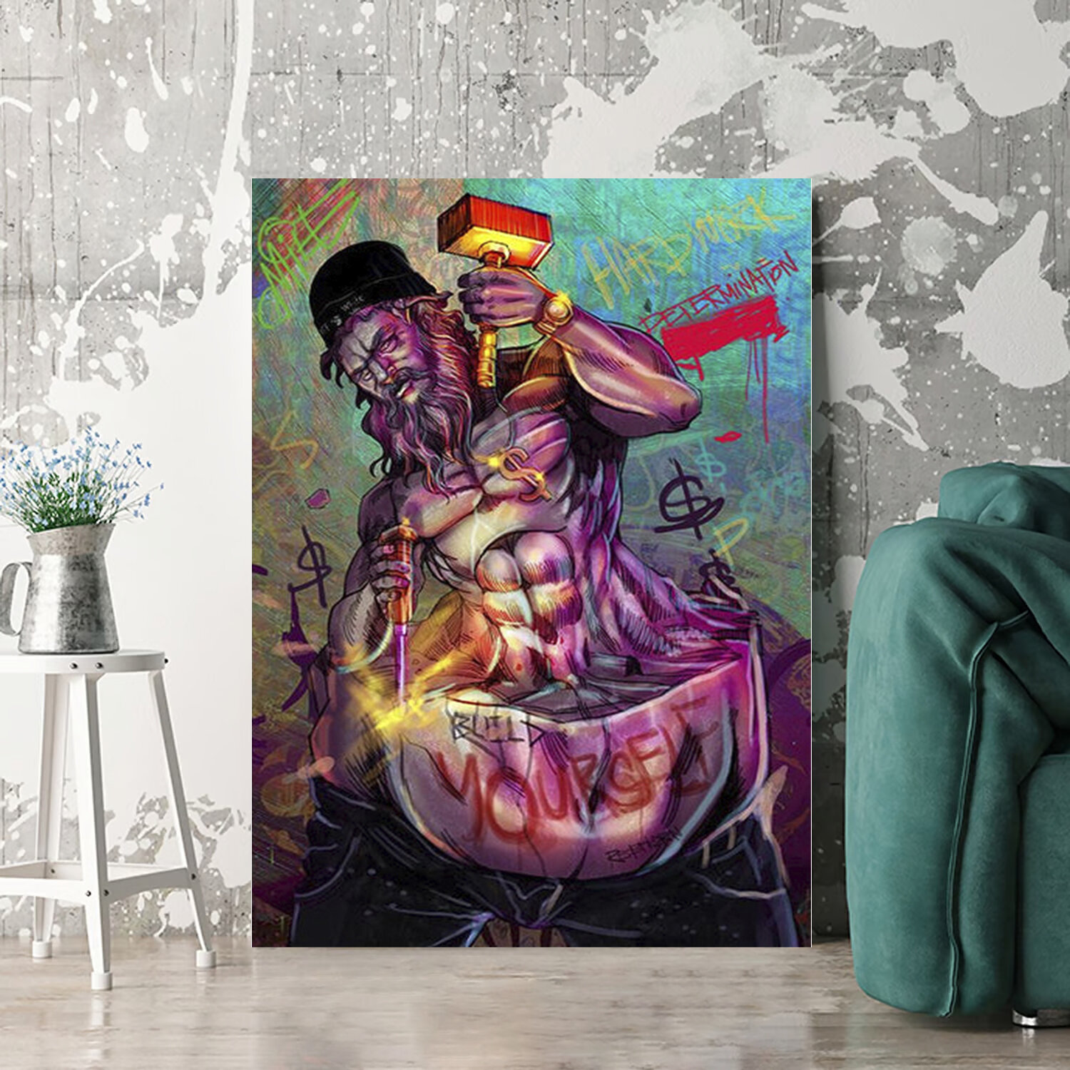 Картина интерьерная на стену - "Граффити, поп арт, Бэнкси", 50х70 см.