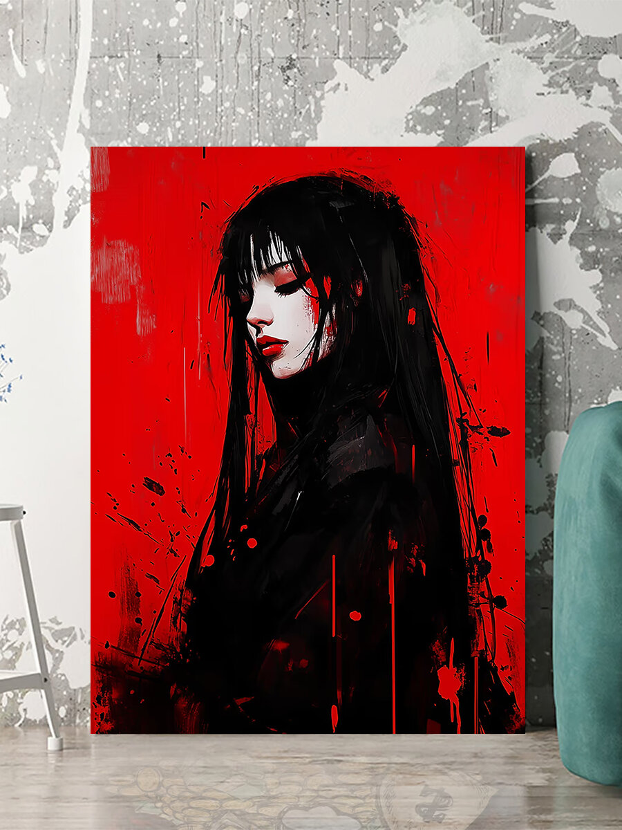 Картина интерьерная на стену - "Девушка, японский стиль", 50х70 см.