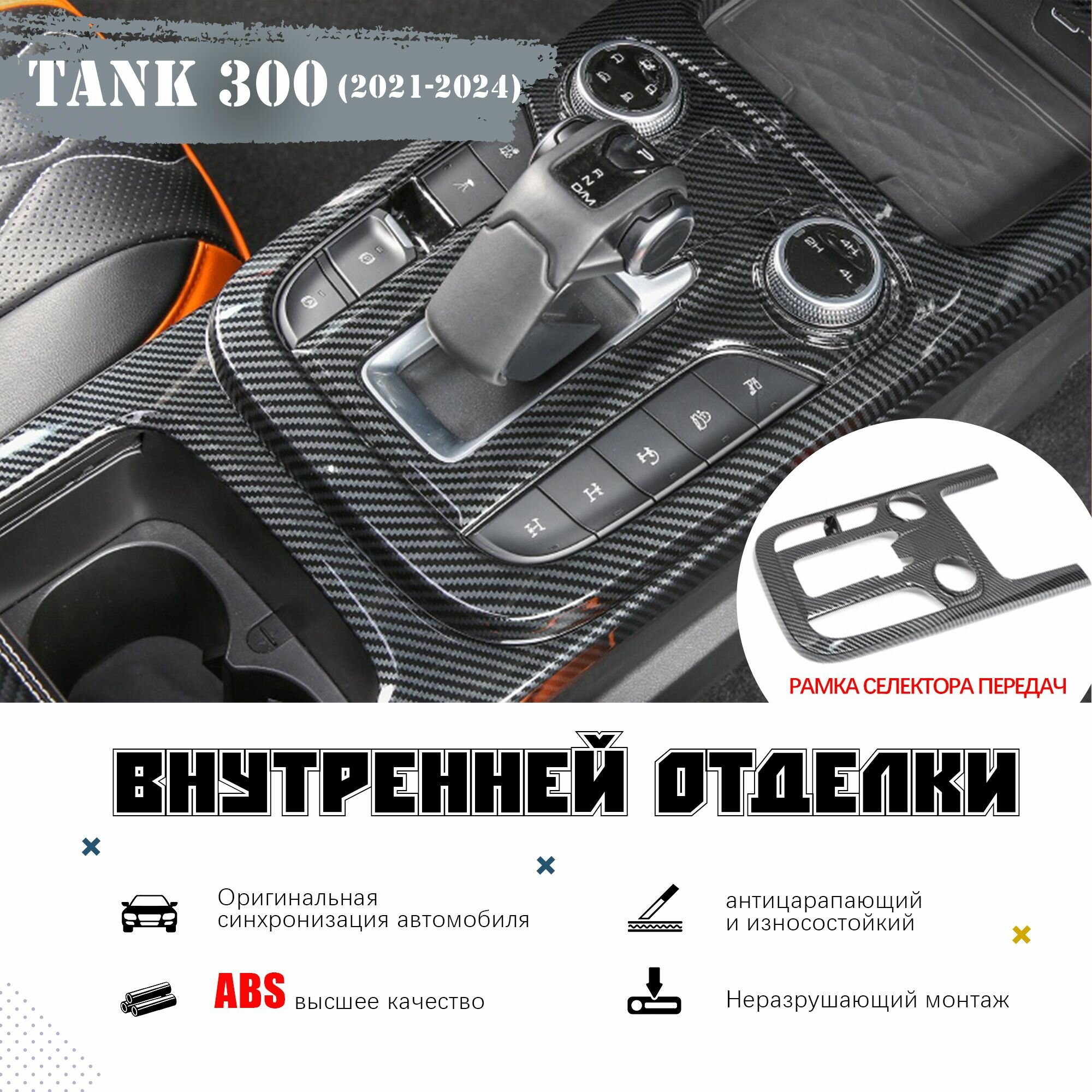 TANK Защита внешних частей автомобиля, 2021-2024 Рамка селектора передач мм, 1 шт.