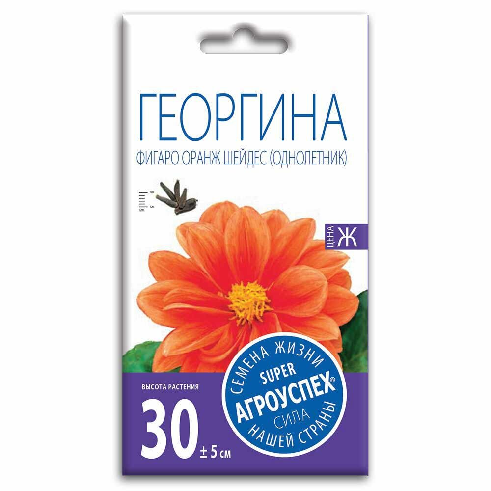 Семена цветов Агроуспех георгина Фигаро Оранж Шейдес 7 шт, для дачи, сада, огорода и на рассаду