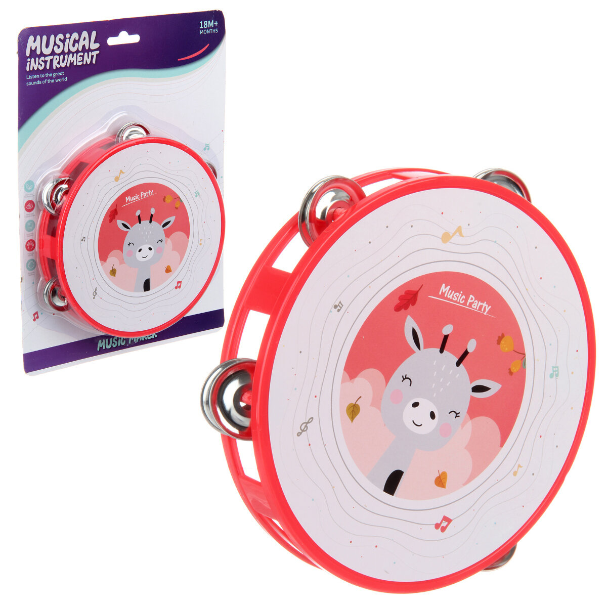 Игрушка развивающая бубен, Veld Co / Музыкальный инструмент для ребенка, блистер