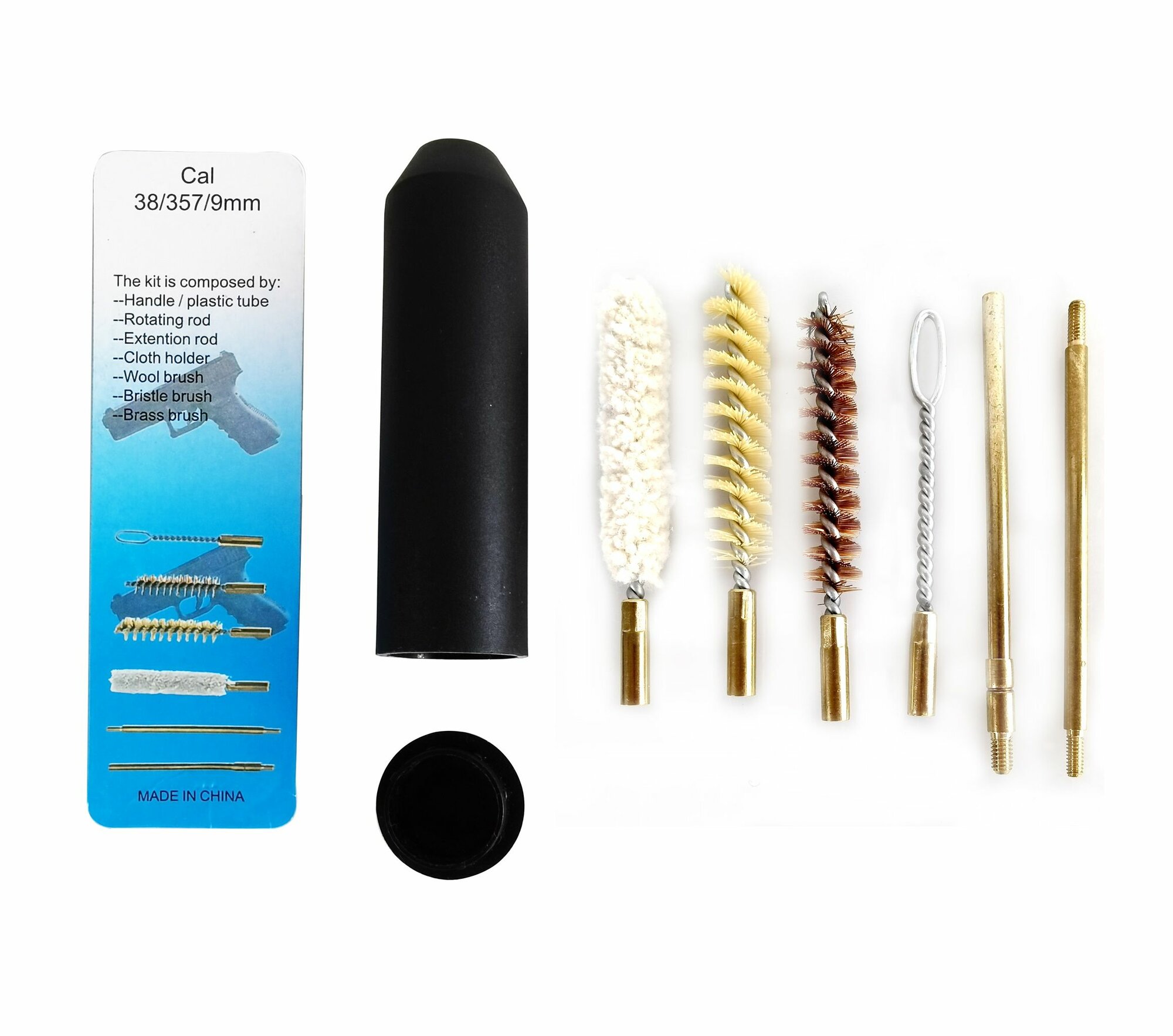 Набор для чистки оружия шомпол, 3 ерша, кал. 9 мм