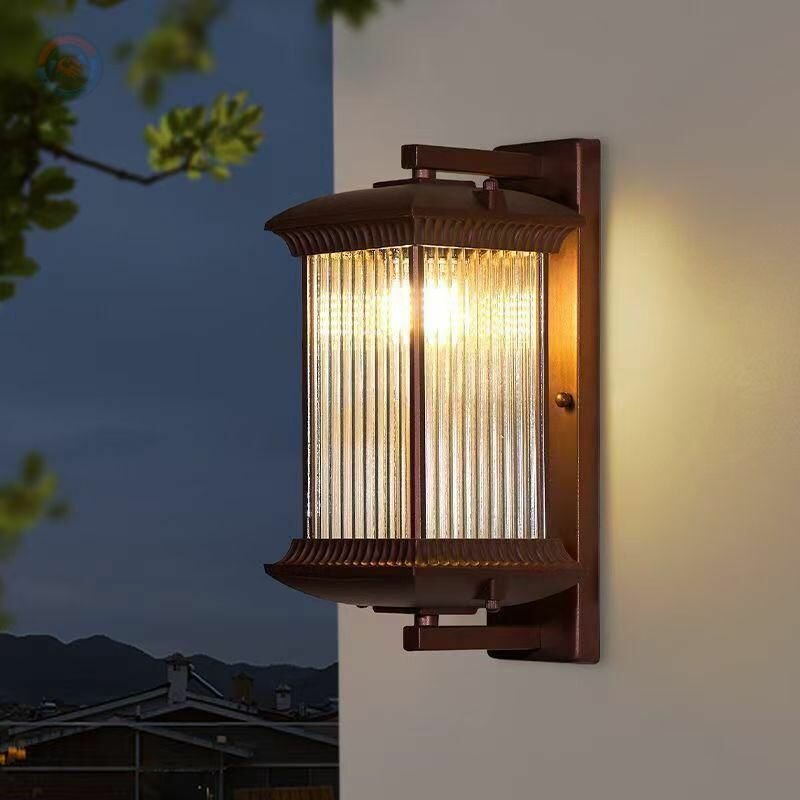 Уличный настенный светильник IP55, кофейное золото, алюминий, E27, для двора, дачи, подъезда, защита от дождя, простая установка