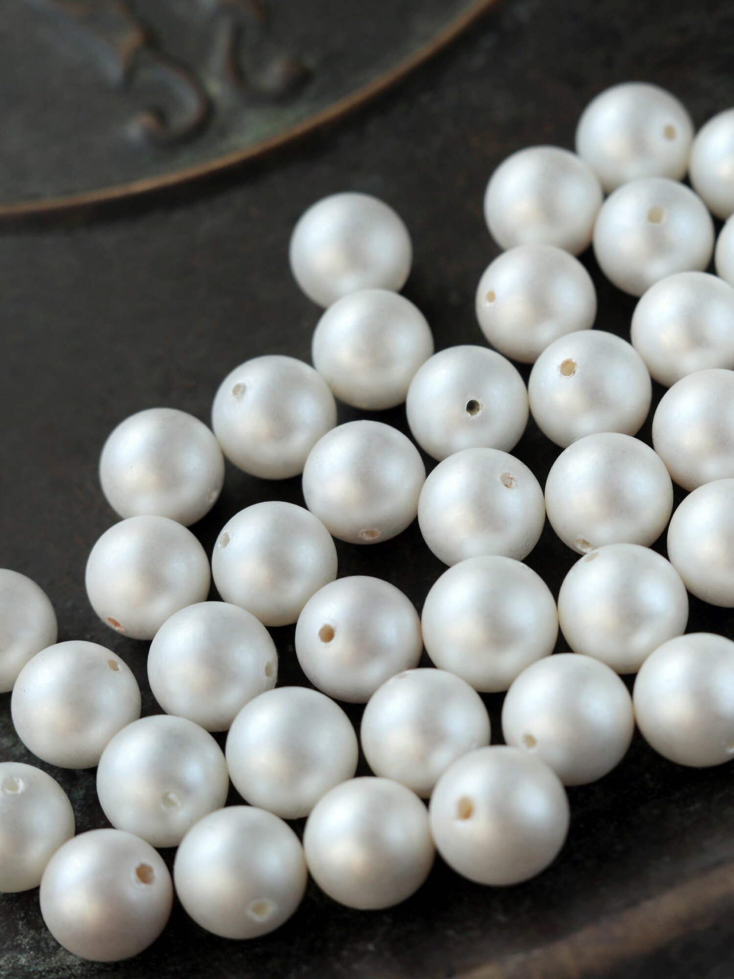 Бусины Жемчуг ракушечный, матовый, 30 шт, молочный, 8 мм