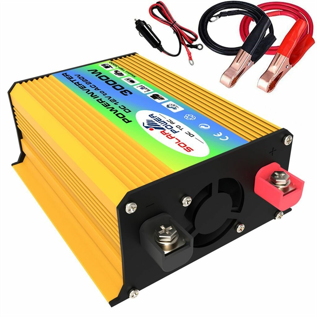 Инвертор автомобильный 12 110B Power Inverter, 300 Вт. Чистый синус. Мощный преобразователь напряжения, трансформатор 12В в 110В. Подключение приборов, инструмента, освещения