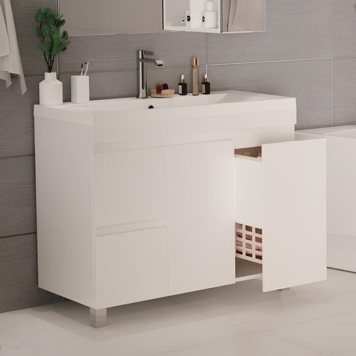 Тумба для комплекта 1MarKa Cube 100Н с бельевой корзиной