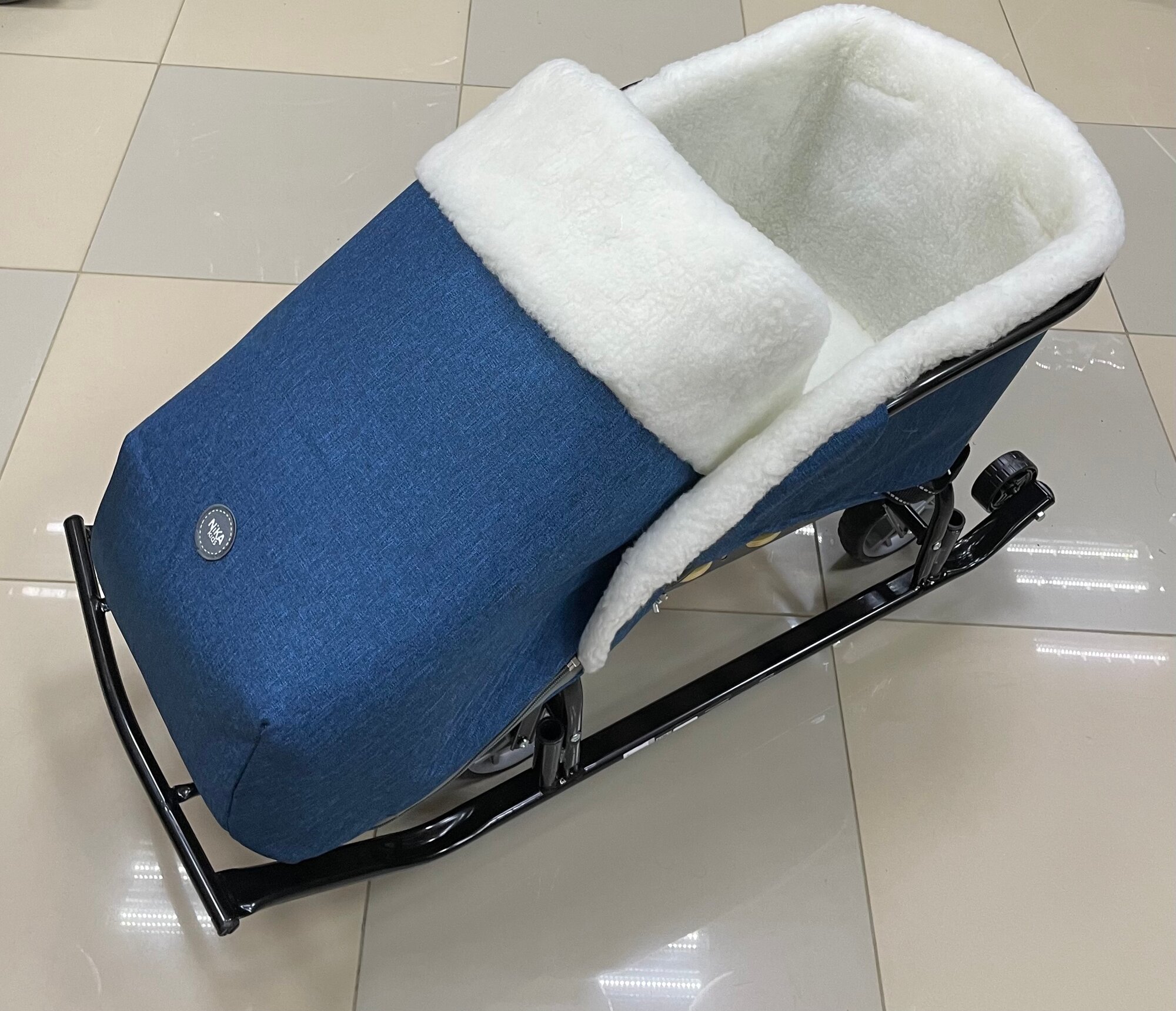 Матрас-сиденье для санок с чехлом для ног универсальный Nika СС4, синий меланж