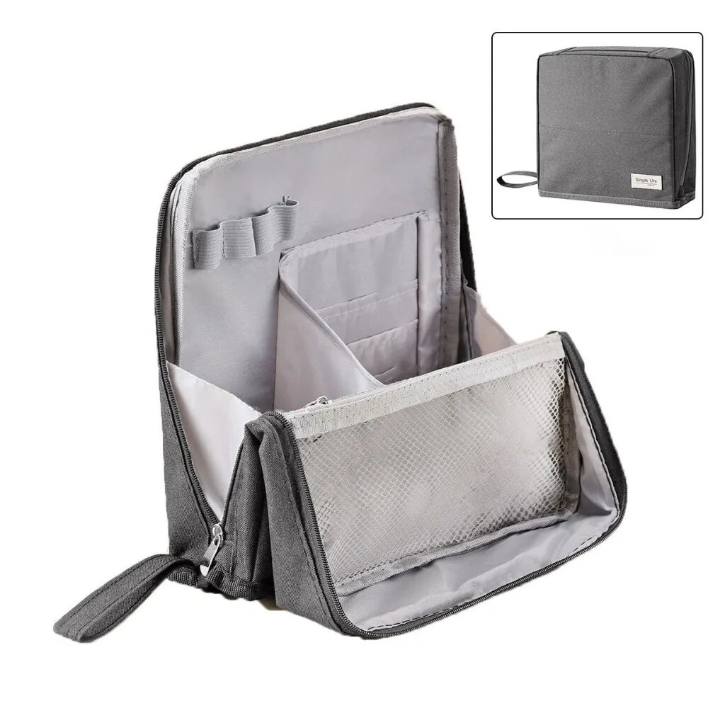 Minimalist Large Capacity Pencil Case Multi-layer Oxford Cloth Pen Bag Standable Simple Stationery Bag Student