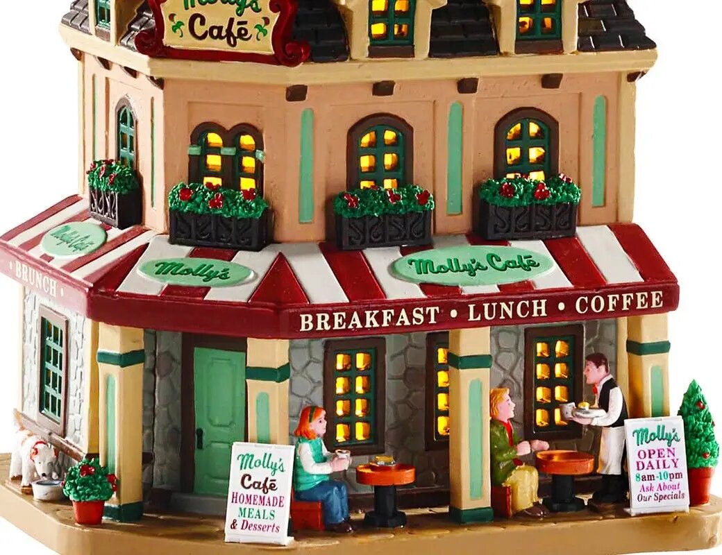 Кафе 'Уголок Молли', керамика, подсветка, 17х16х13 см, LEMAX