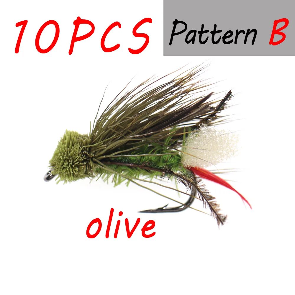 Wifreo Мушки для нахлыста Dave's Hopper, 10 шт, коричневые 10PCS B Olive