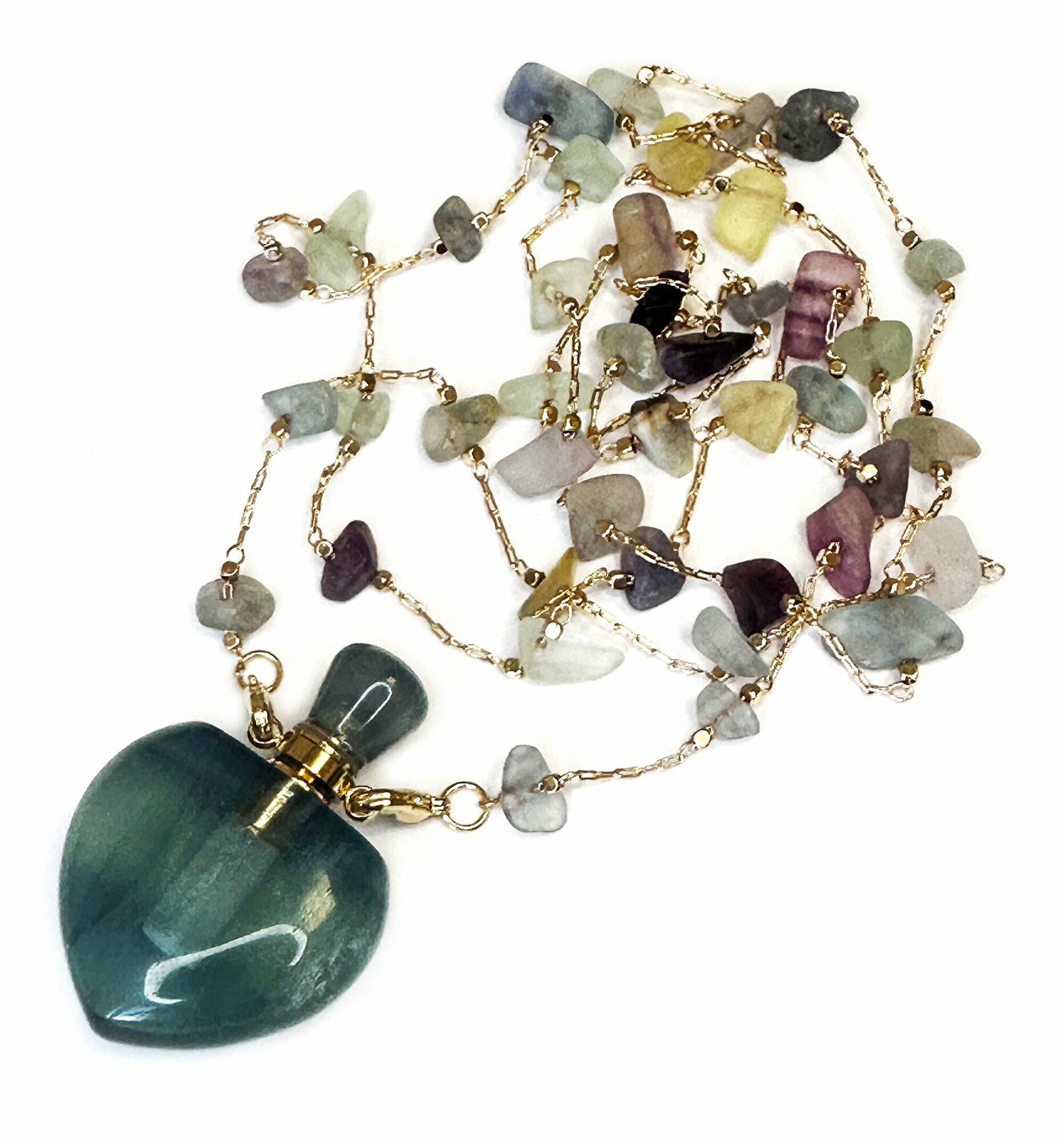 Аромакулон CINDY XIANG "Халида", флюорит, изумрудный, 25x40 мм