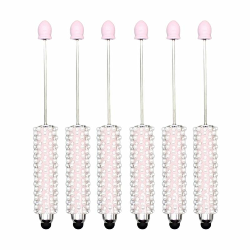 Шариковые ручки с бисером на сенсорном экране с 6 жемчужинами-конфетная пудра