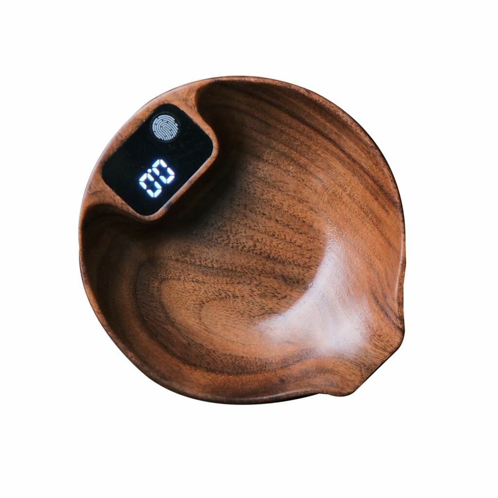 Кухонные весы, Электронные весы для кофе с двумя в одном - овальная чаша из орехового дерева, 1 набор
