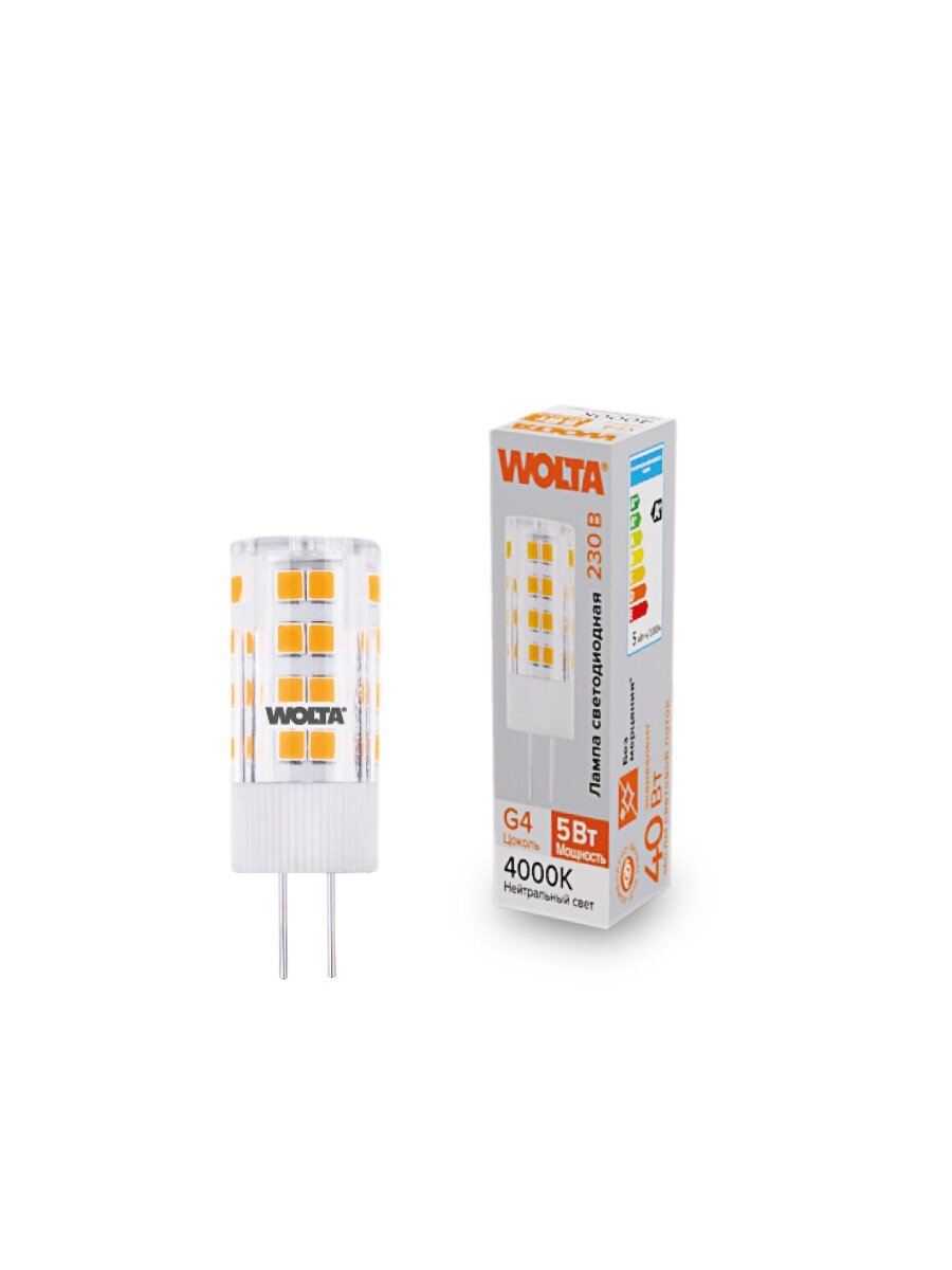 Лампа светодиодная WOLTA, WSTD-JC-220V5W4KG4-C, 5Вт, 4000К, G4