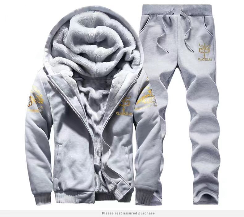 Мужской флисовый костюм с капюшоном