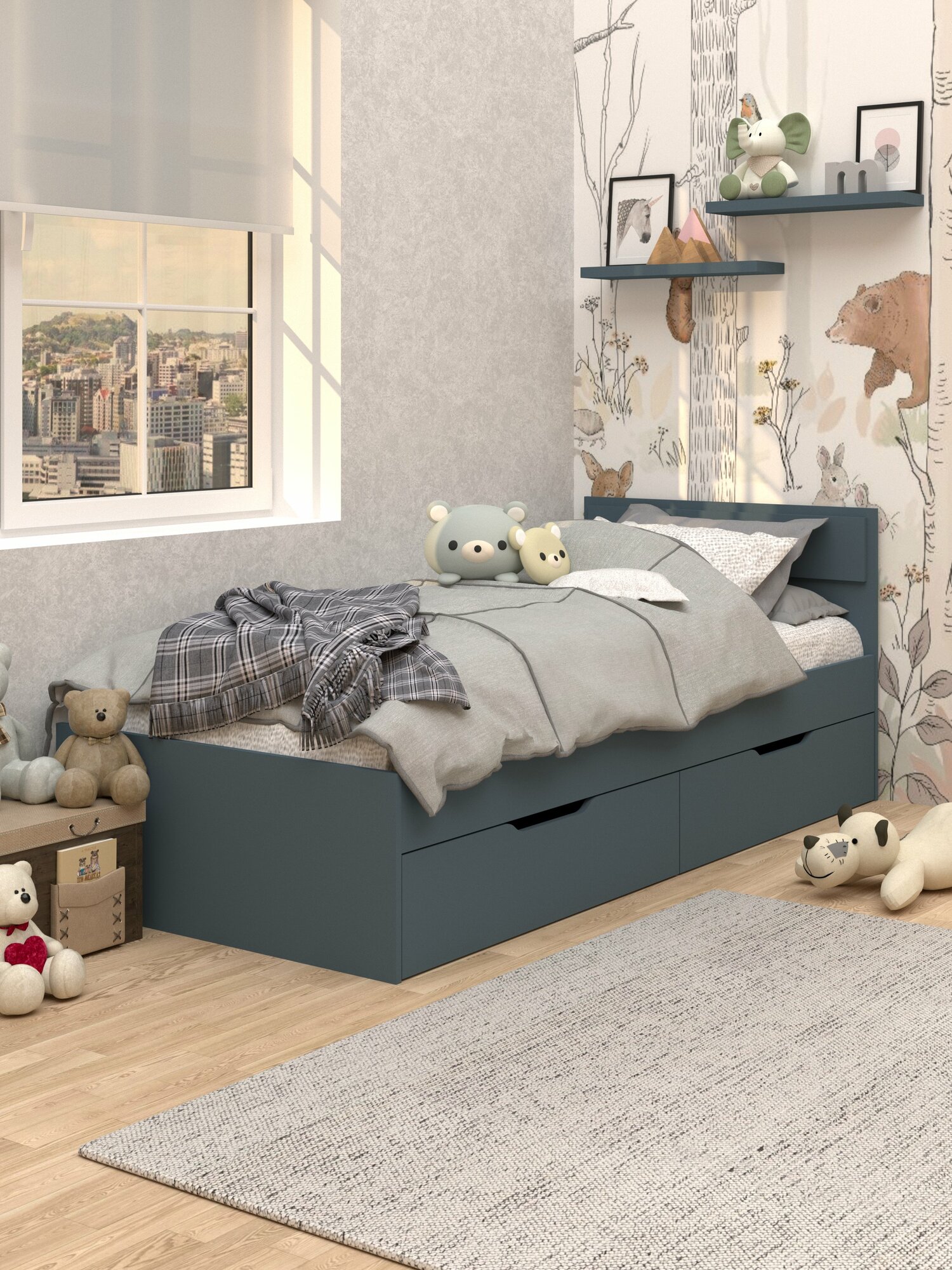 Есэндвич Монако Кровать 90х200 односпальная 203х78х93 см (Маренго) с ящиками