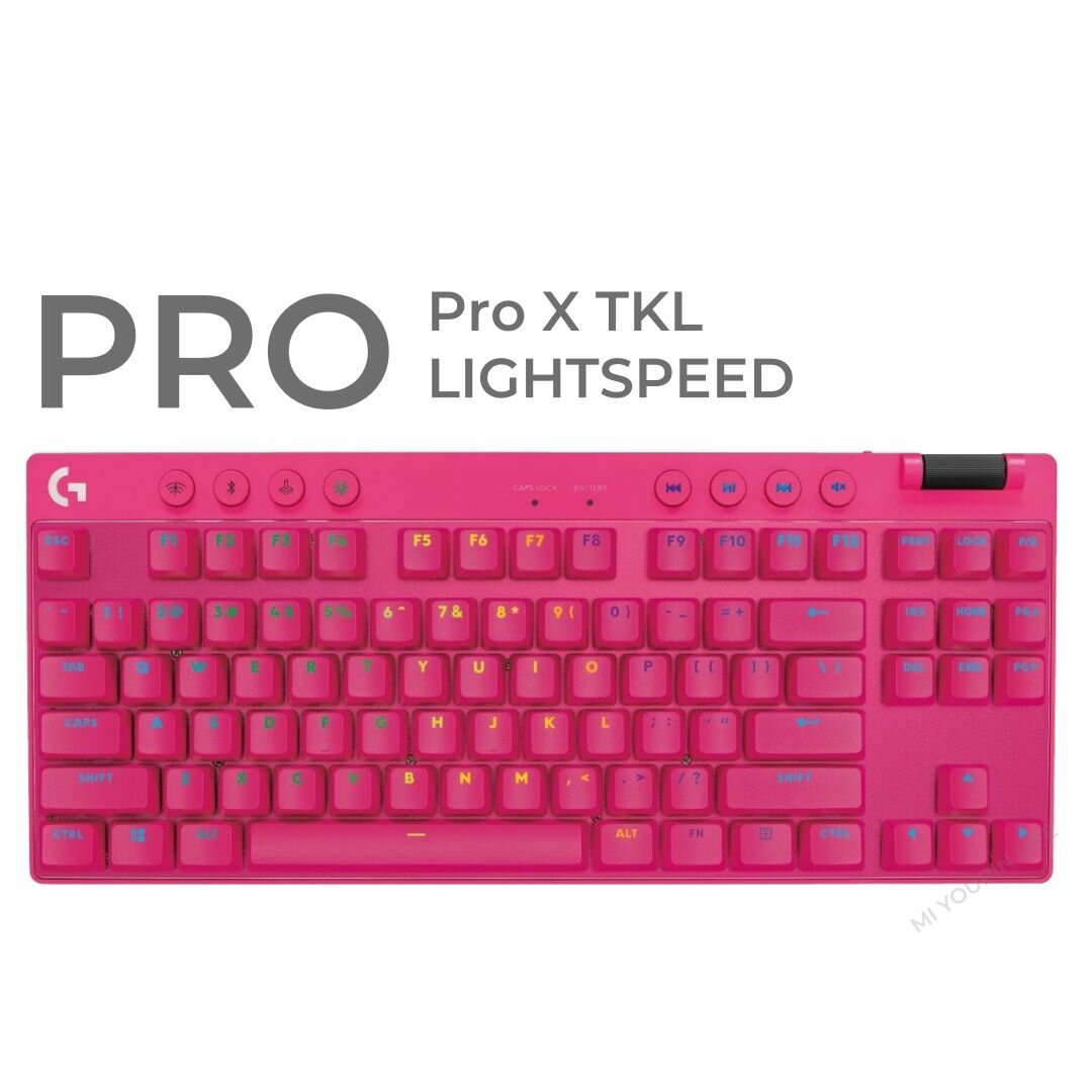Игровая беспроводной механическая клавиатура Logitech Pro X TKL LIGHTSPEED Bluetooth LIGHTSYNC RGB, розовый