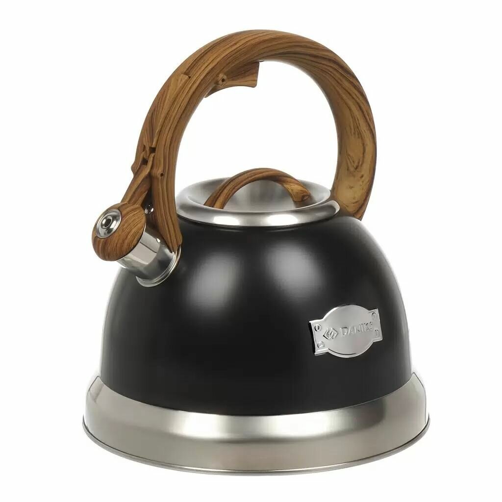 Чайник DANIKS из нержавеющей стали, 3,4 л, со свистком, матовый, с нейлоновой ручкой, индукционный, черный