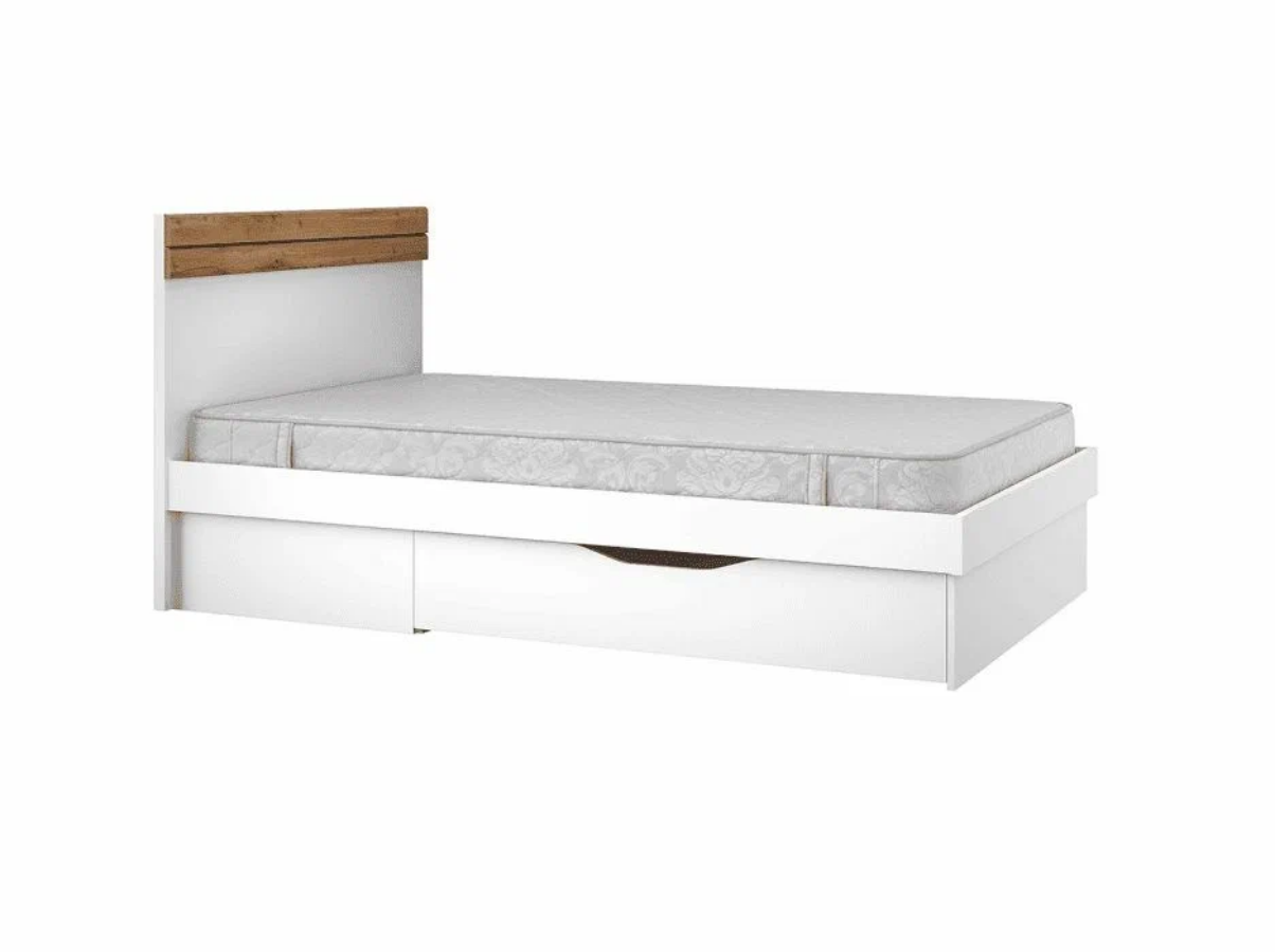 Кровать Anrex TAURUS 120S, 205.9 x 99.8 x 126.2 см, цвет: белый /ДУБ вотан