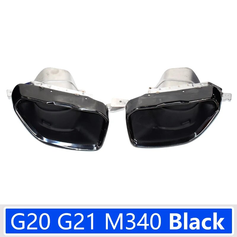 Для BMW 3 серии G20 G21 M340i 2019–2024 годов, выхлопная труба, оригинальная автомобильная насадка с квадратным вырезом, черный хвост, глушитель Black