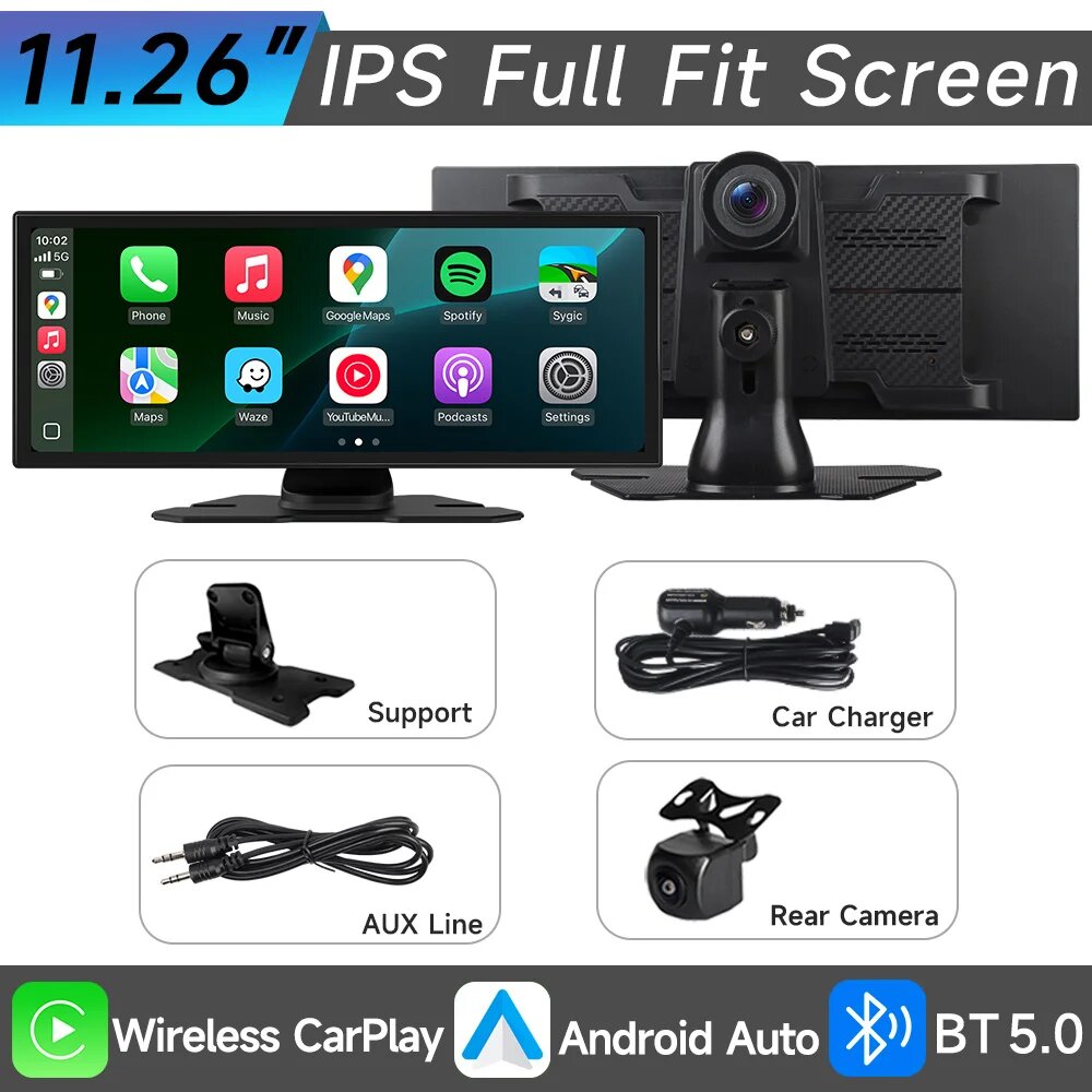 JIUYIN 4K HD DVR11,26-дюймовый универсальный автомобильный радиоприемник, мультимедийная навигация, беспроводной CarPlay Apple Android, автомобильный зеркальный музыкальный плеер H818D-AHD