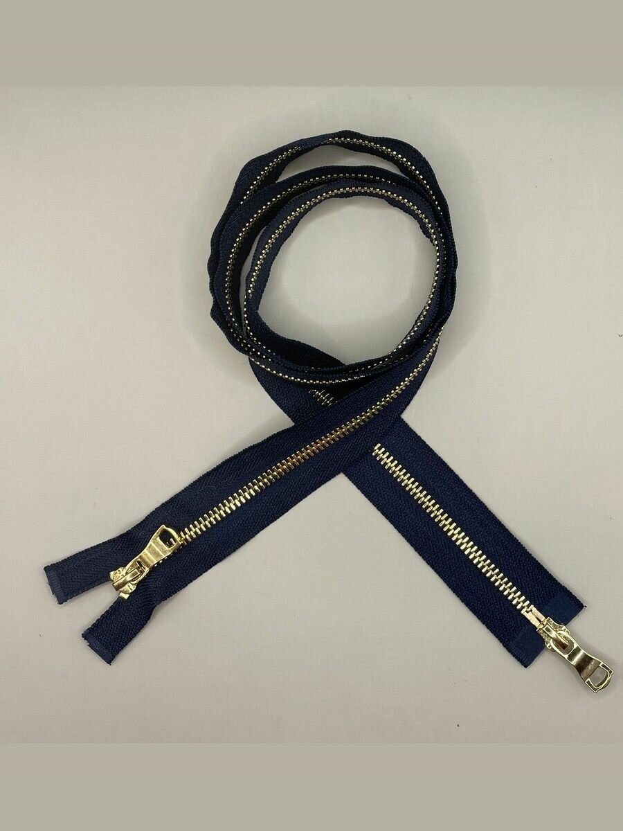 Молния(титан-легкий металл) , тип 5,110см, т. синий, зубья золото,2 замка.1шт.