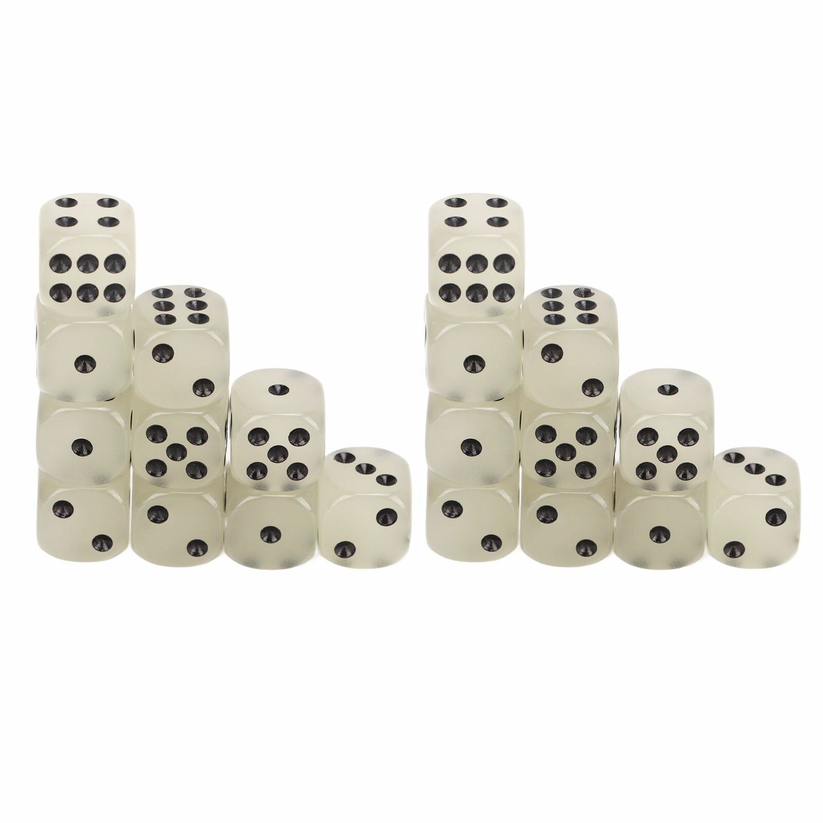 Светящиеся игральные кости, 20 штук, средние, с черными точками, 6-гранные, пластиковые игральные кости для настольных игр, семейных вечеринок