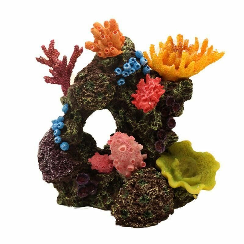 Украшение аквариума кораллами, Пейзаж с искусственным орнаментом кораллового рифа, 16 x 12 x 16 см-1pcs