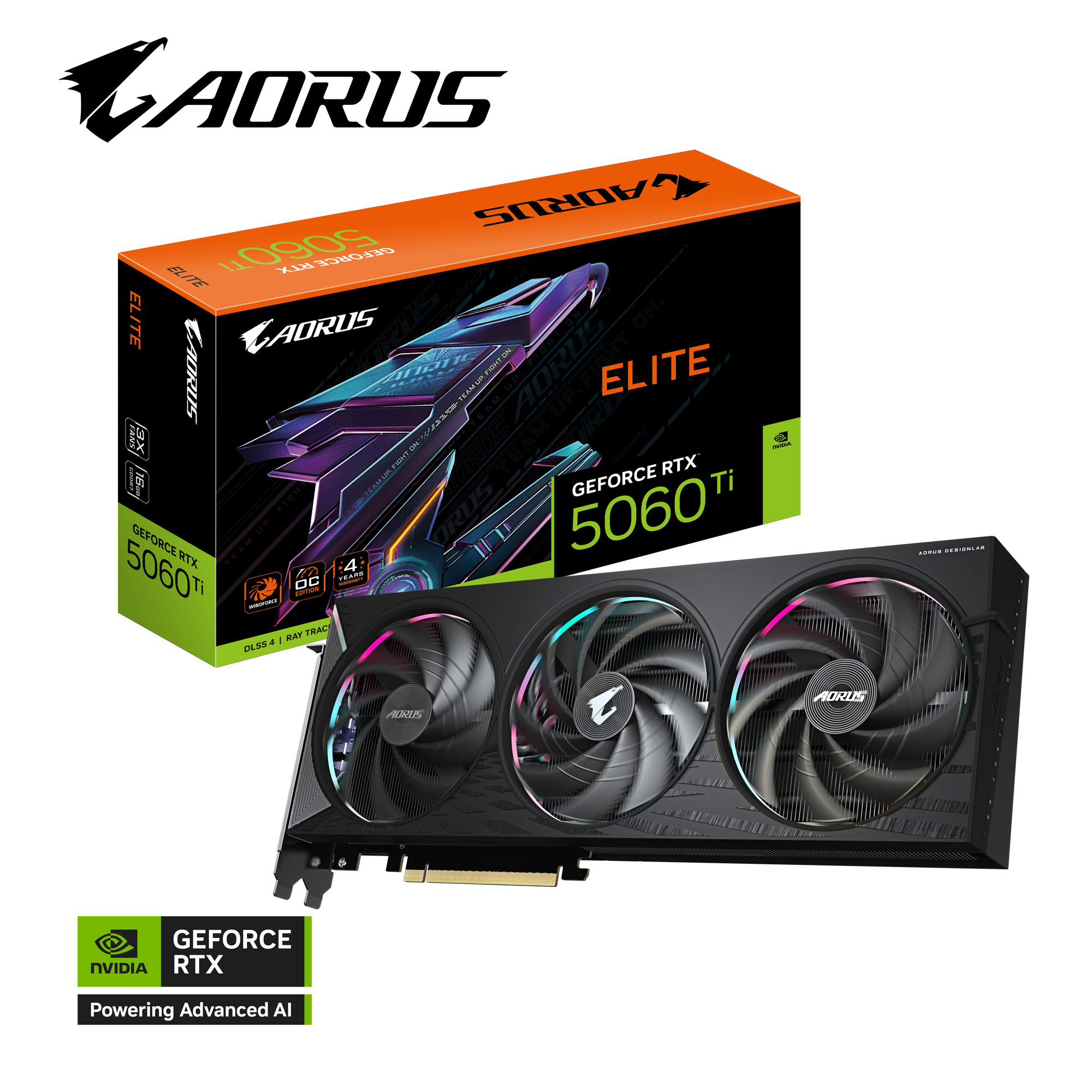 Видеокарта GIGABYTE GeForce RTX 5060 Ti AORUS ELITE 16GB (GV-N506TAORUS E-16GD)