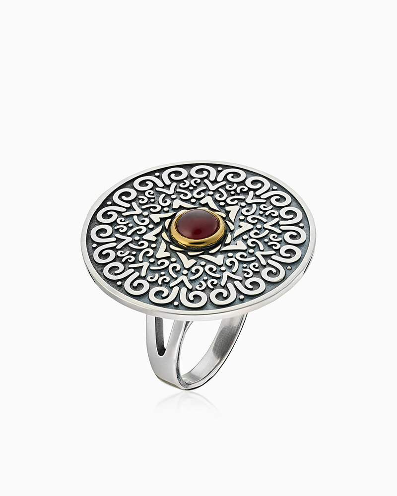 Кольцо, серебро, 925 проба, гранат