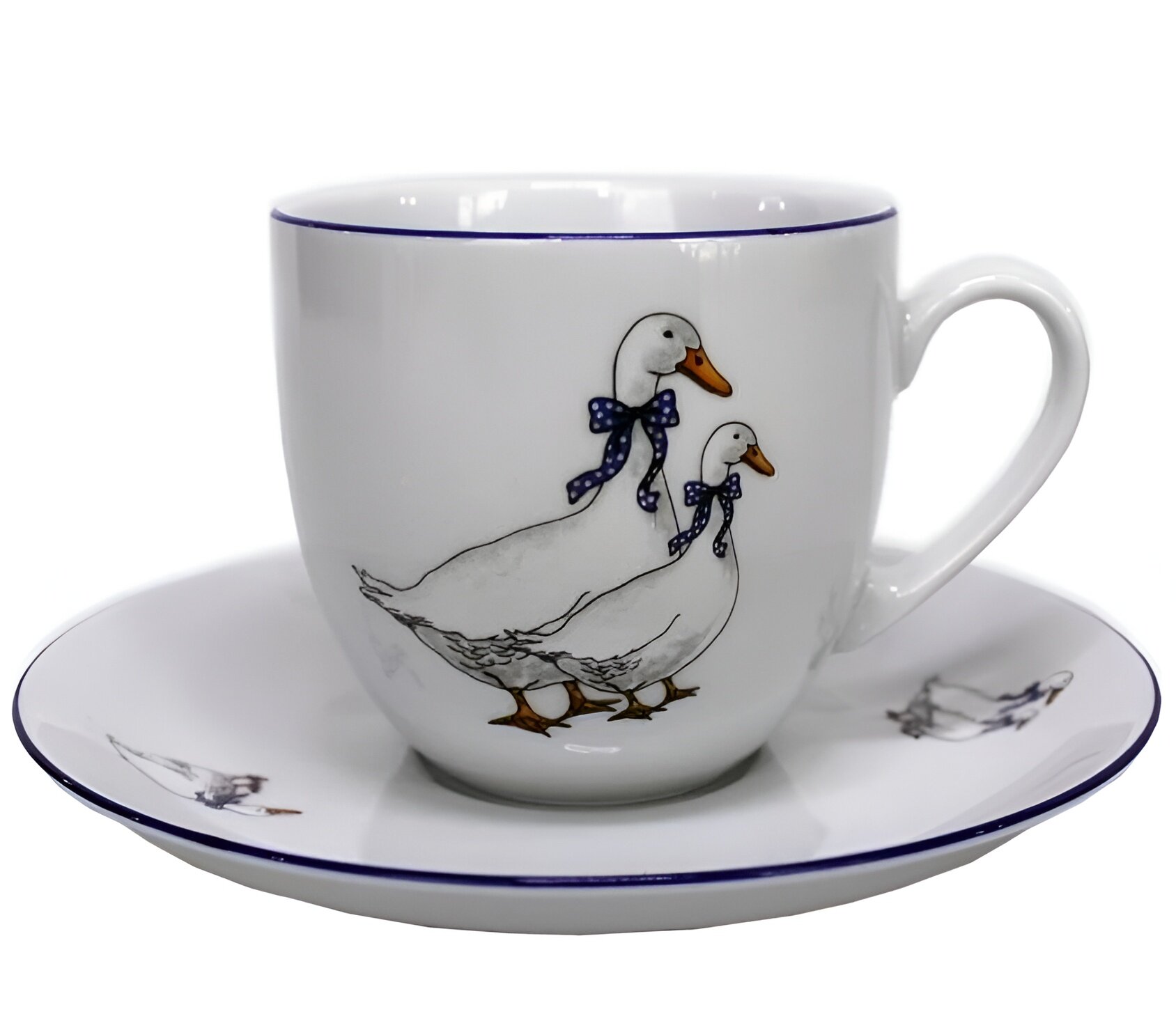 Чайная пара Thun 1794 "Гуси", фарфор, белая, использование в СВЧ, Чехия